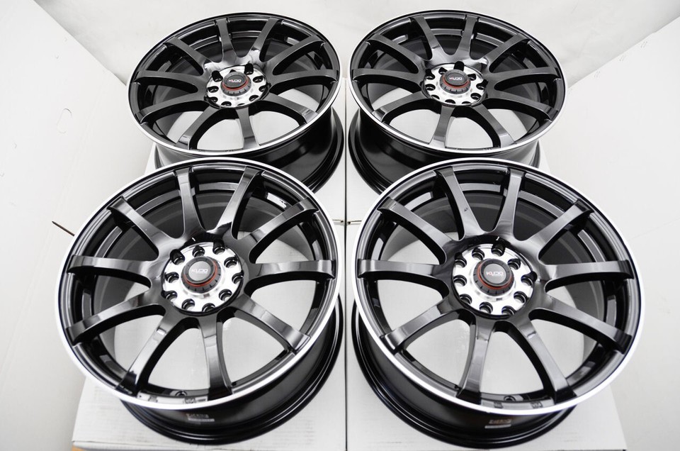 Kudo Racing Reactive 16x7 5x100 5x114.3 5x4.5 Black Polished Center Wheels Rims | eBay