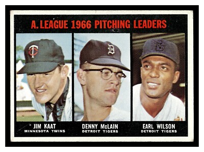 1967 TOPPS A. LEAGUE PITCHING LEADERS #235 KAAT MCLAIN WILSON MID ...