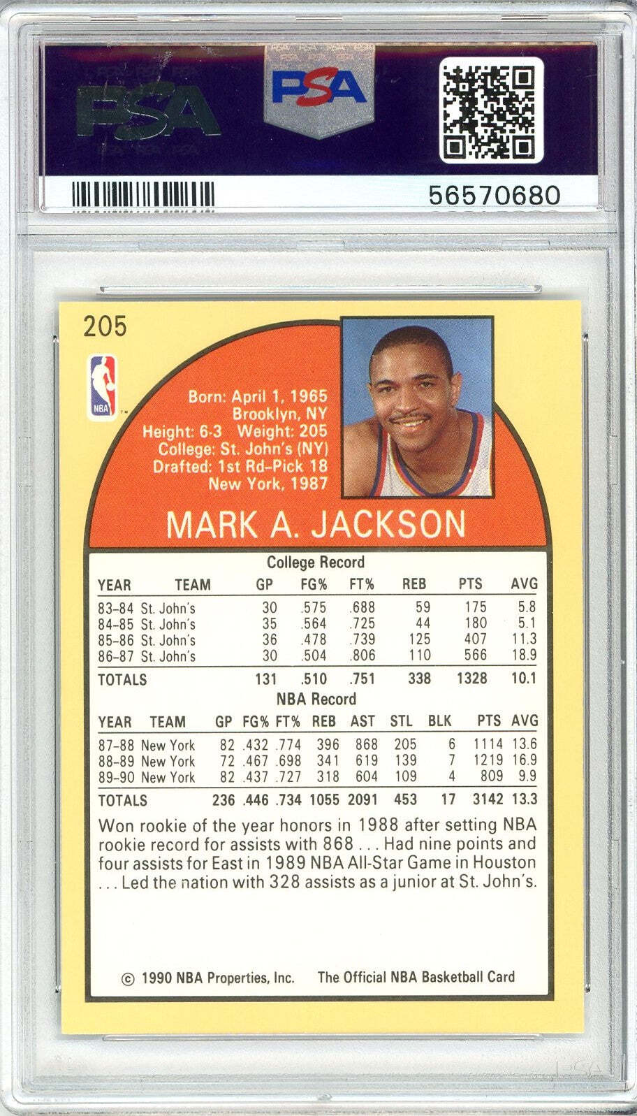 Graded 1990 Hoops Mark Jackson #205 Basketball Card PSA 9 Mint | eBay