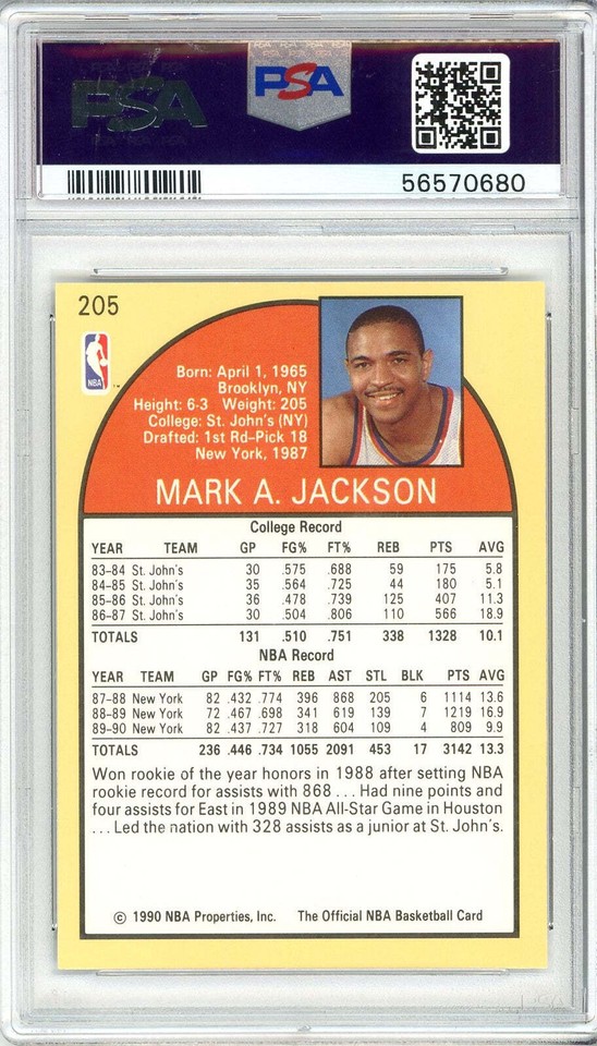 Graded 1990 Hoops Mark Jackson #205 Basketball Card PSA 9 Mint | eBay