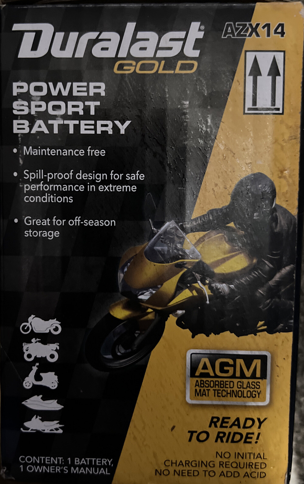 Duralast+Gold+AZX14+AGM+Power+Sport+Battery+no+Box for sale online | eBay