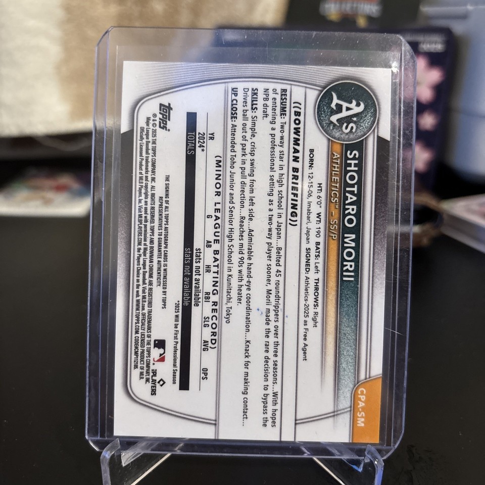 2025 Bowman Chrome Shotaro Morii 1st Bowman Base Auto #CPA-SM | eBay