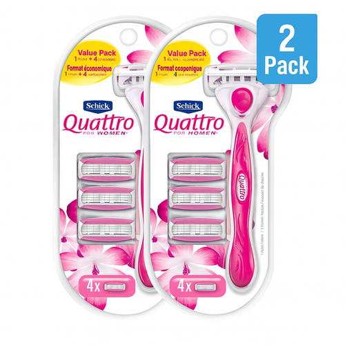 Schick Quattro for Women Razor + 4 Cartridges Pink 2 Pack New | eBay