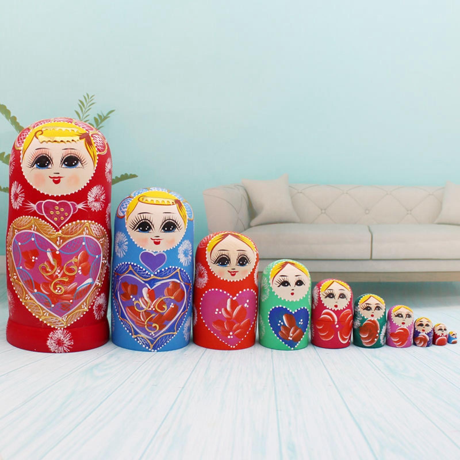 10x Matryoshka Wishing Gift Cute Children Toys Traditional Beautiful ...