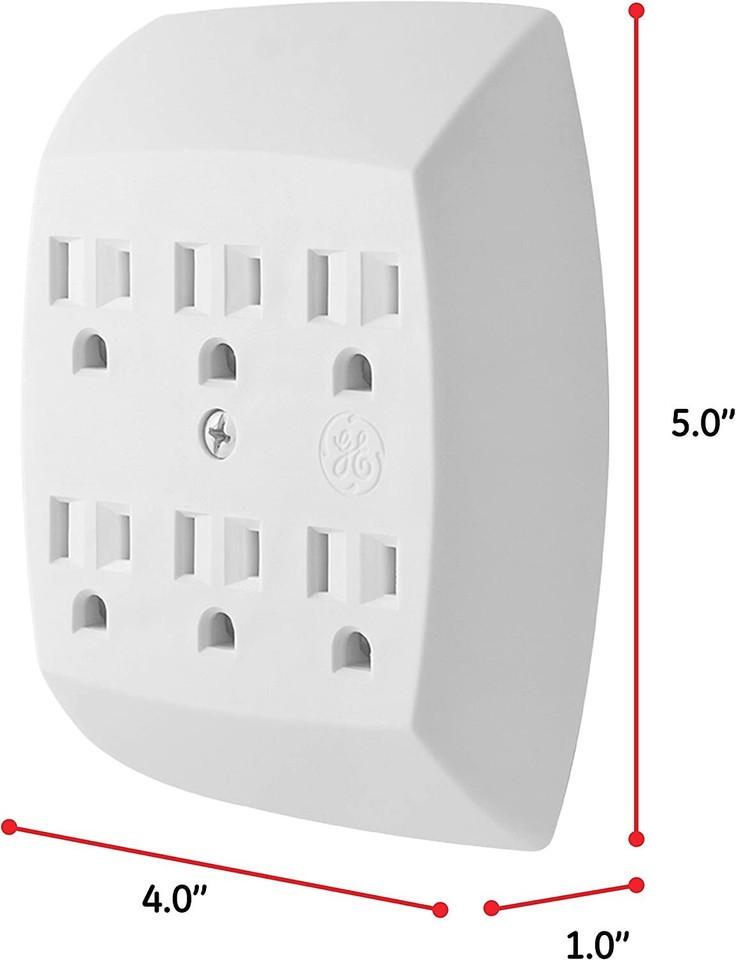 Grounded Sockets Electrical Outlet Multiple 6 Plug Extender Wall ...