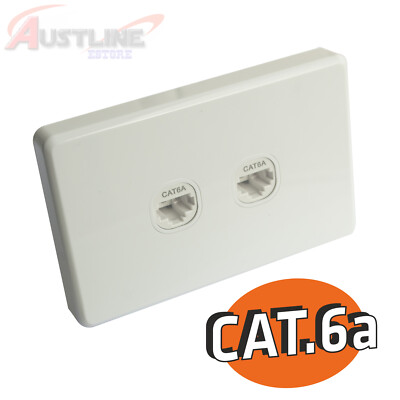 Cat6a RJ45 2Gang Wall Plate Clipsal Style Network LAN 2Port +C-Clip ...