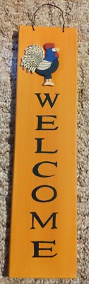 Rooster Chicken Welcome Sign Primitive Rustic Country Decor 3 1/2" x 15 ...