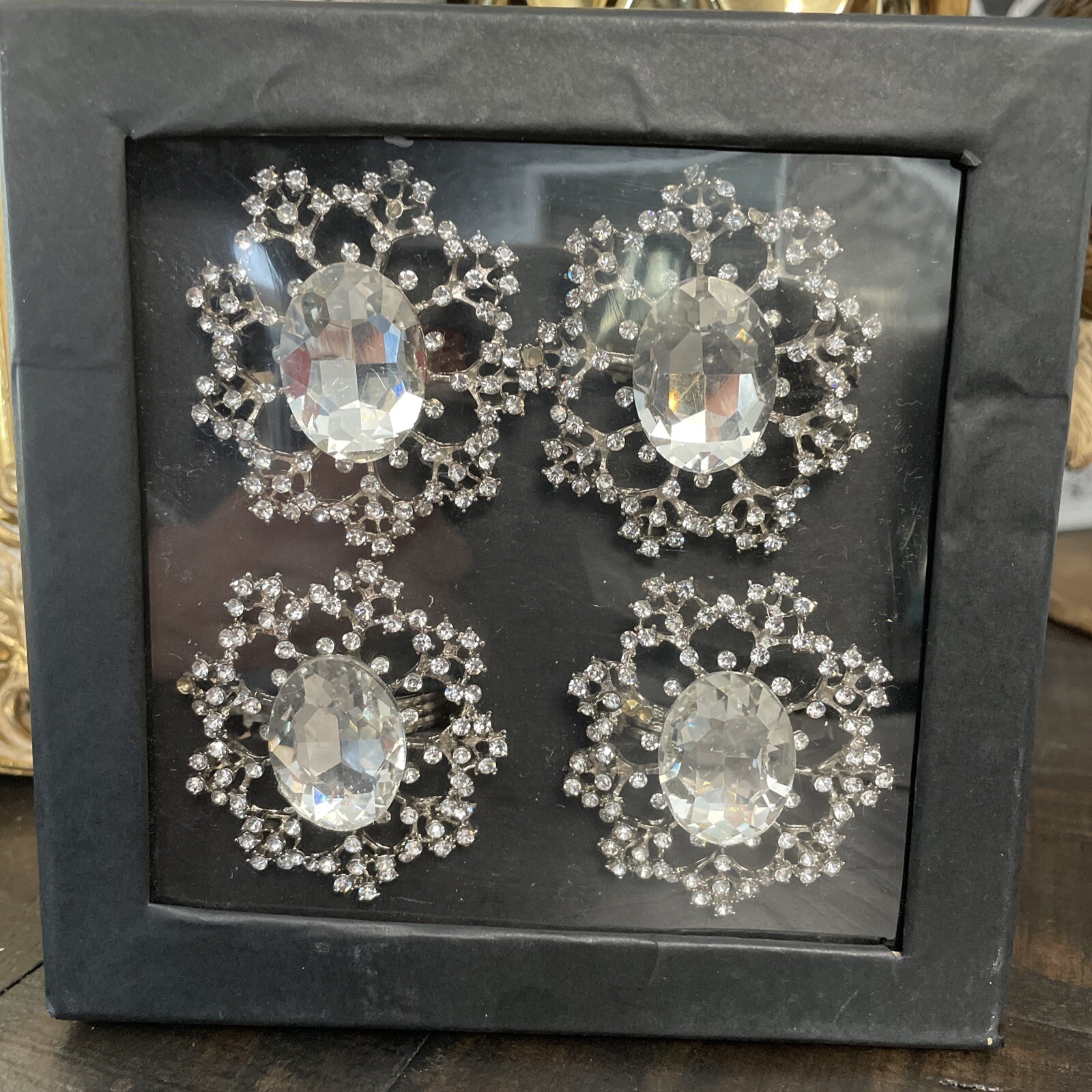 Gorgeous Tahari Rhinestone Jeweled Napkin Rings Set of 4 - Beautiful ...