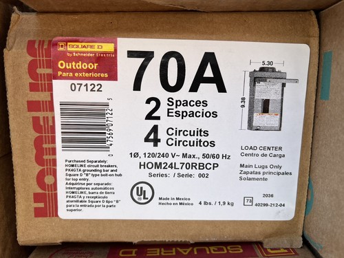 HOM24L70RBCP Sqaure D 70 Amp Single Phase 120/240V Enclosure New ...
