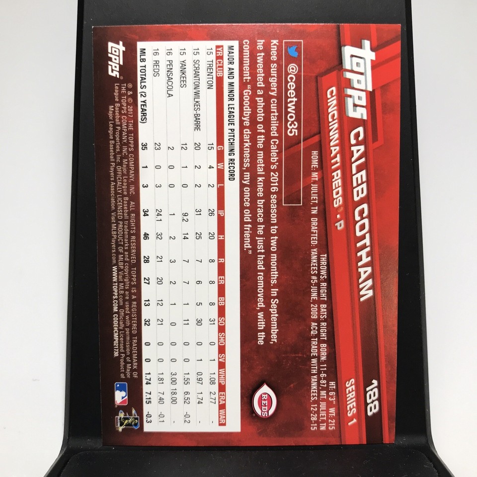 2017 Topps Series 1 Caleb Cotham #188 Cincinnati Reds | eBay