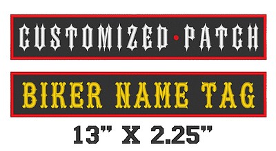 Custom Embroidered Name Tag Sew on Patch Motorcycle Biker 13" x 2.25 ...