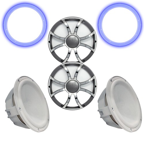 Two Wet Sounds Revo 12" Subs Grills RGB Rings-White Subs Gunmetal ...