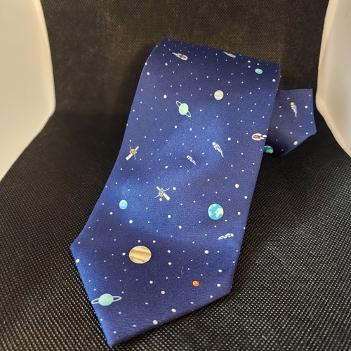 Wild Ties Mens Hand Made Tie W 3.75" L 61" Space Planets Satellite | eBay