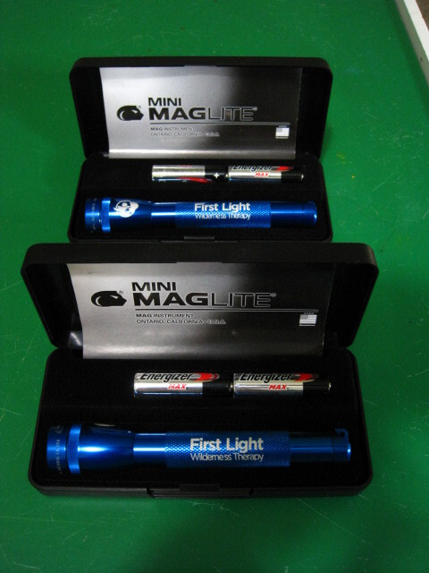 Lot of 2 Mini Maglite Blue Mag 6" Aluminum Flashlight with Ad Logo Case ...