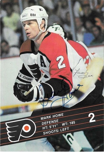 MARK HOWE Autographed Signed Team Issued Postcard Philadelphia Flyers ...
