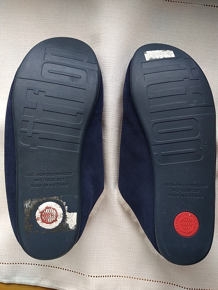 FitFlop Slippers Womens US 7 Navy Blue Suede Clog | eBay