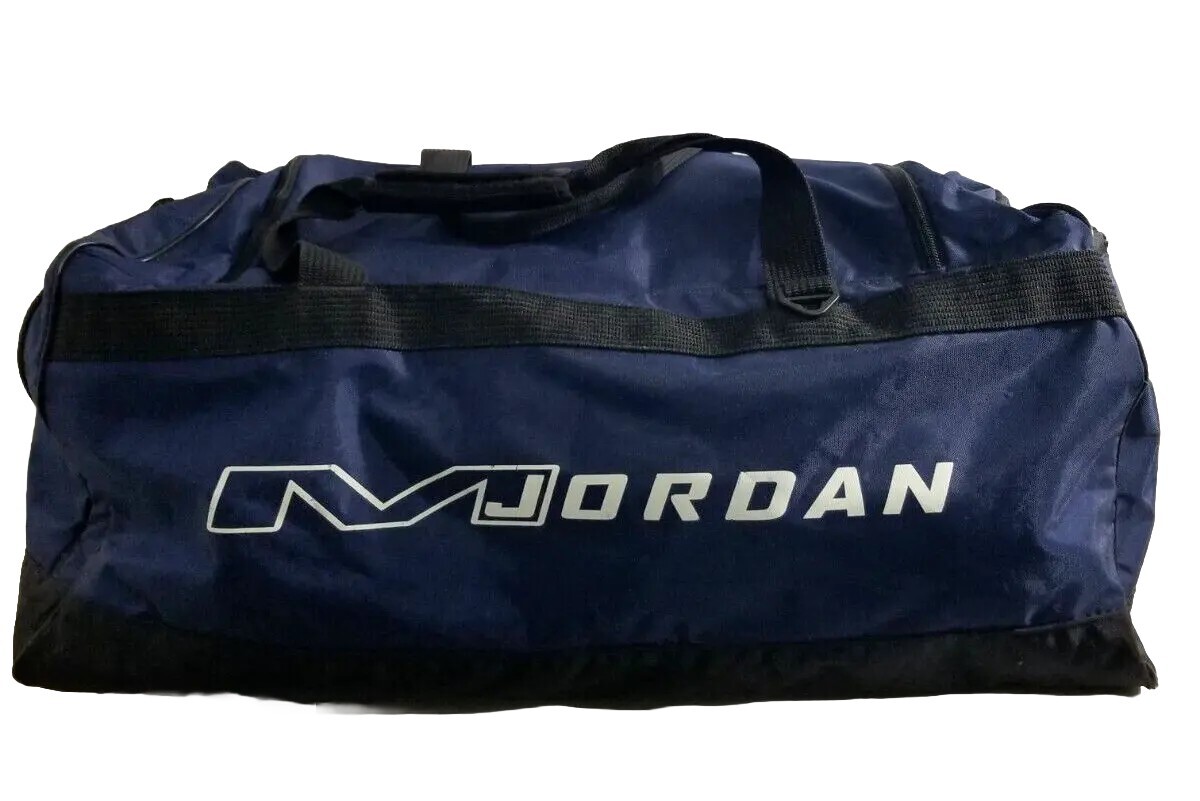 Nike Air Jordan Duffel Bag Travel Blue Black Sports G… - Gem