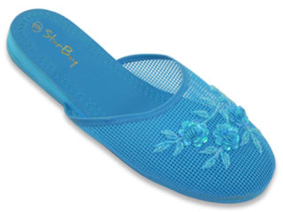 Women's Chinese Mesh Slipper Sequin Floral Beaded Sandals Flip Flops ...
