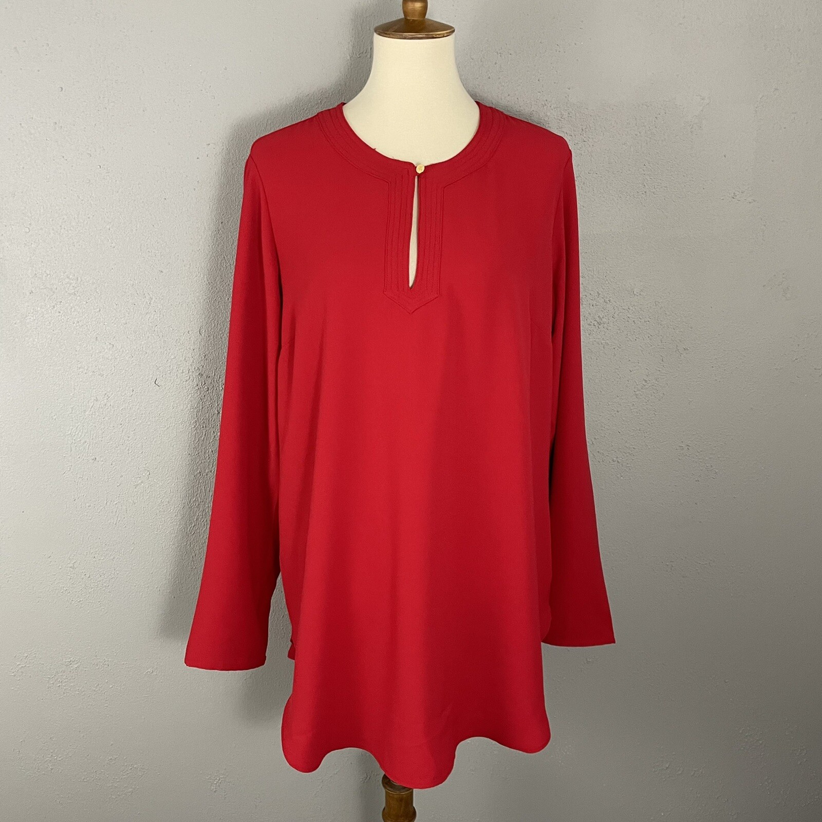 Lauren Ralph Lauren Red Tunic Blouse Size XL Long Sle… - Gem