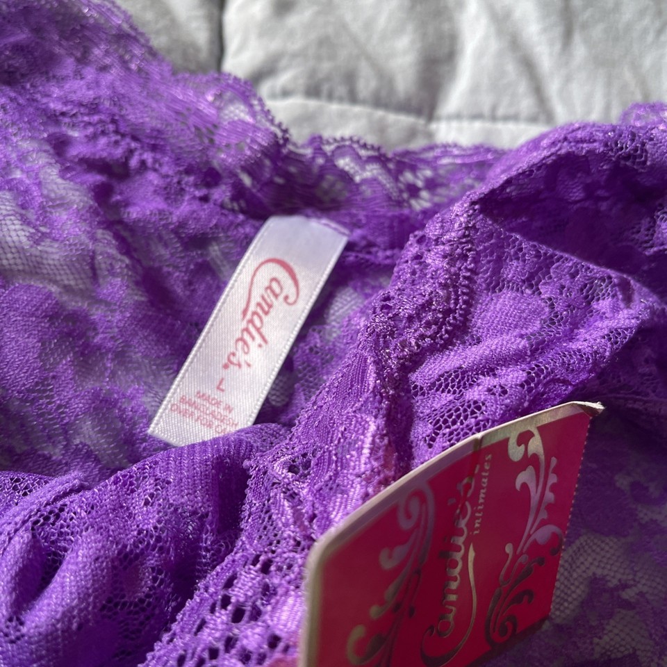 Candie's Lingerie Intimates Purple SeXy Lace Hipster Panty NWT Large | eBay