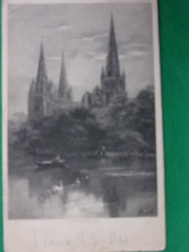 Postcard of Lichfield, Cathedral & Minster Pool, Staffordshire. Posted ...