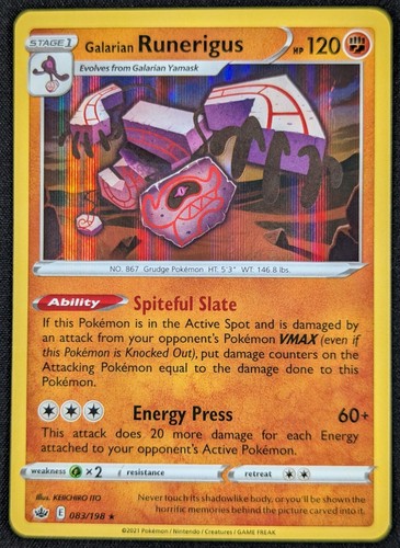 Galarian Runerigus 2021 Chilling Reign Holo Rare Pokemon Card 083/198 ...