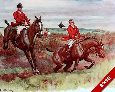 FOX HUNT ACCIDENT HORSE EQUESTRIAN HUNTING ART PAINTING REAL CANVAS ...