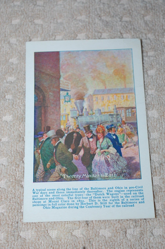 VINTAGE POSTCARD B & O RAILROAD "TWENTY MINUTES TO EAT" BY HERBERT D ...