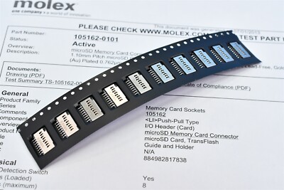 10 Molex microSD Surface Mount Connector Micro SD Memory Card Connector ...