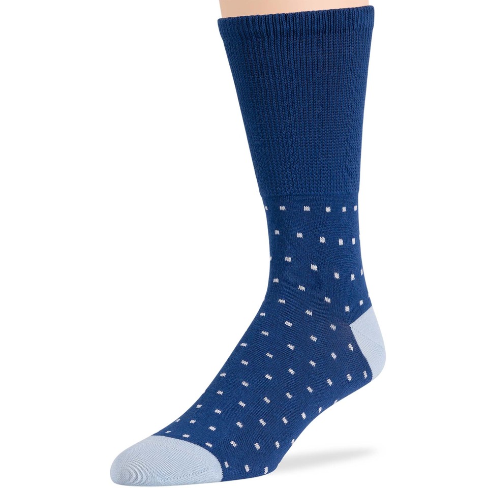 Men Diabetic Cotton Crew Sock 5 Pack XLarge Geometric - Denim Blue ...