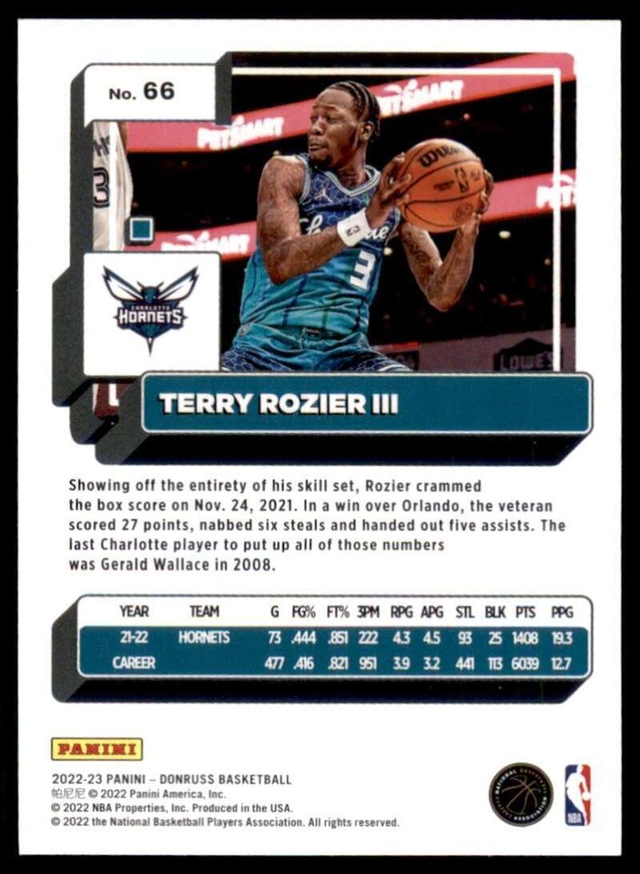 TERRY ROZIER III 2022-23 Donruss #66 NBA Hornets ID:56448 | eBay