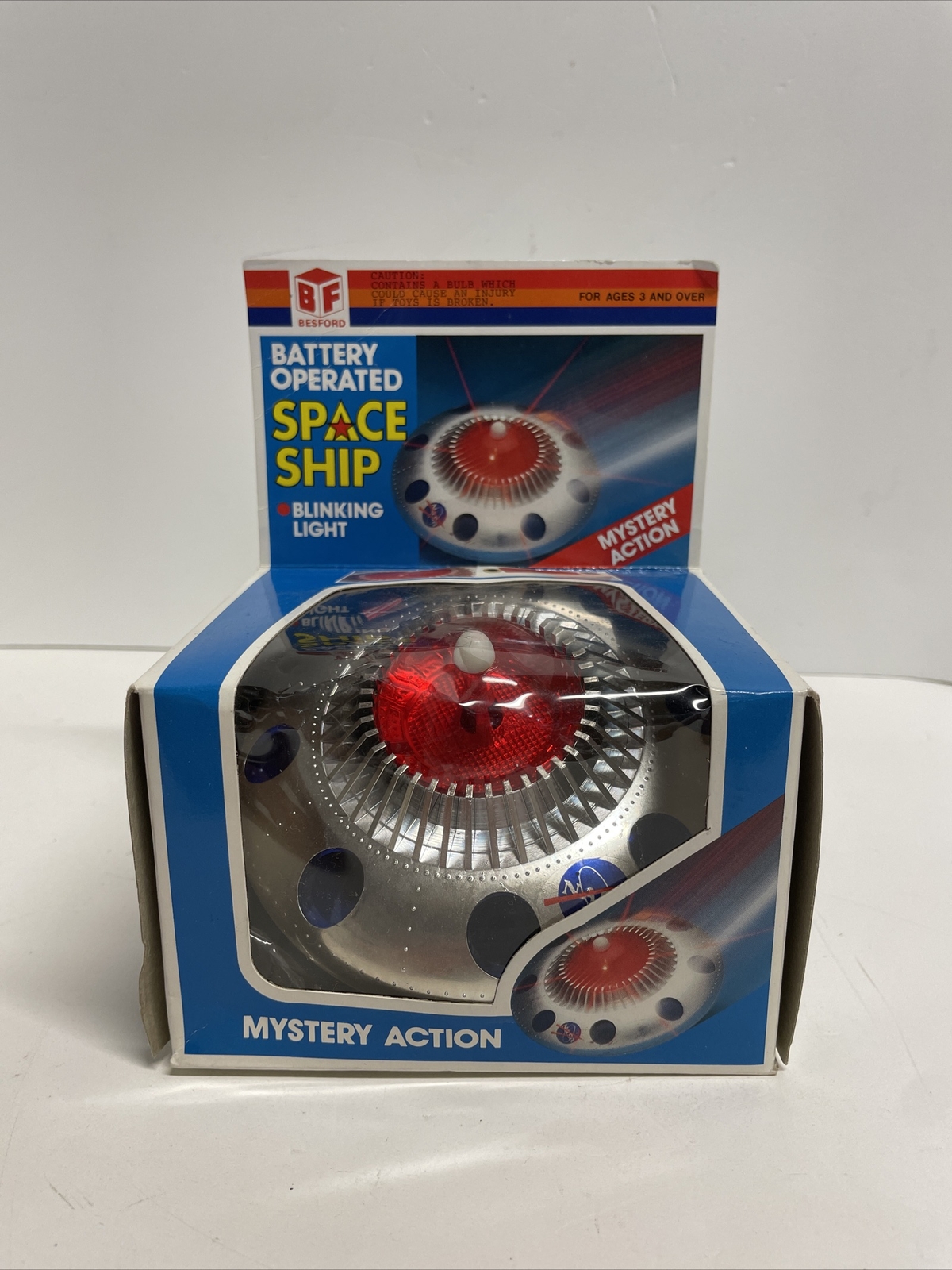 Vintage Battery Operated Space Ship Mystery Action Blinking Light Toy ...