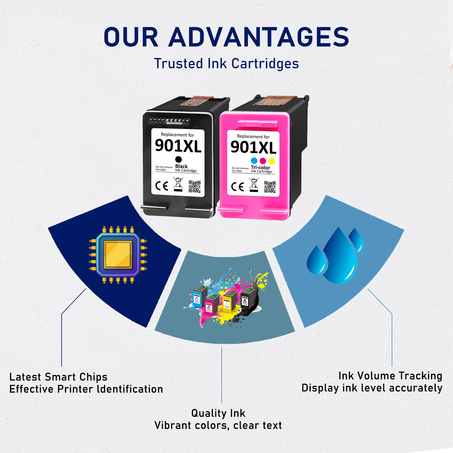 901XL Black Color InkCartridge For HP 901 Officejet 4500 J4580 J4550 ...