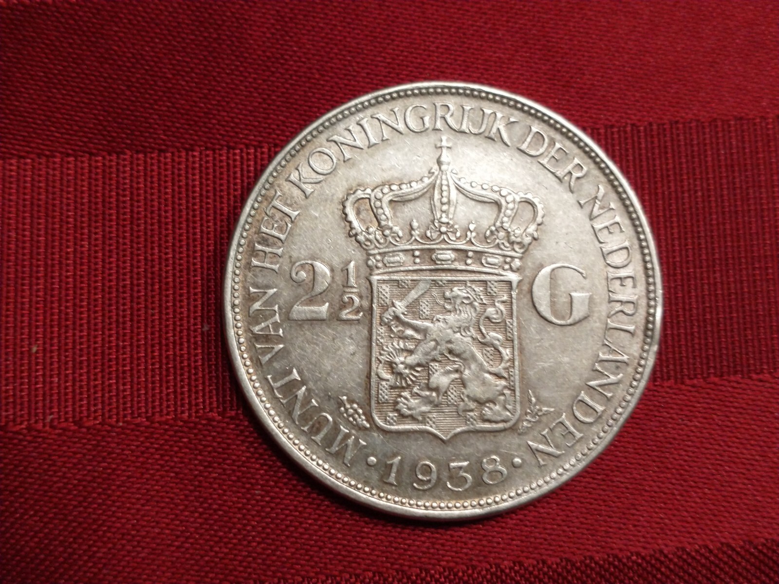 Netherlands 2 1/2 Gulden 2.5 Guilder 1938 Large Silver Coin Vintage ...