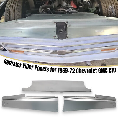 3 Pieces Radiator Filler Panels Kit Smooth Steel for 1969-1972 Chevy ...