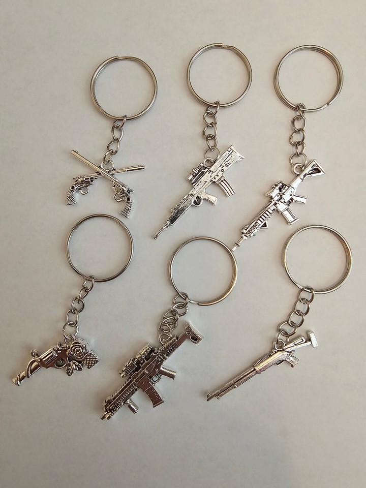 6 Pack Metal Military Gun Keychains, 6 Assorted Designs and Sizes | eBay