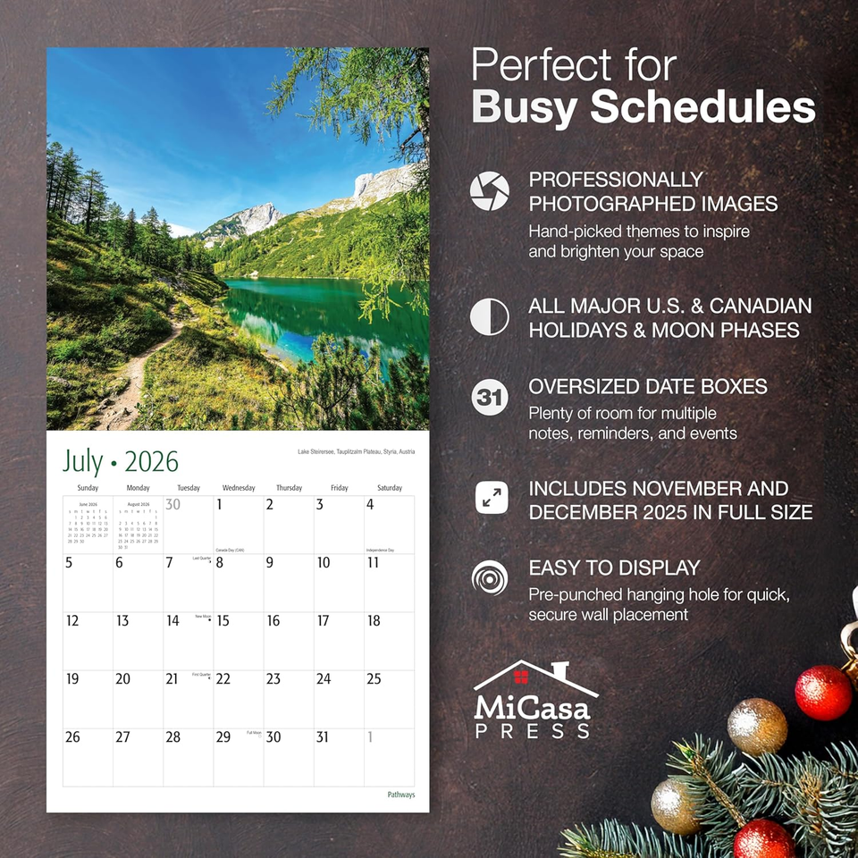 MICASA Wild & Beautiful Pathways 2026 Wall Calendar, 12-Month, 12x24 ...