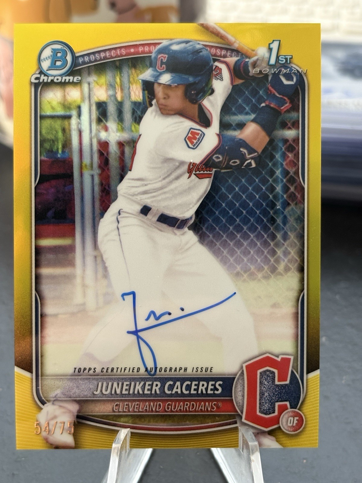 2025 Bowman Chrome 1st Bowman Auto Juneiker Caceres Yellow /75 | eBay