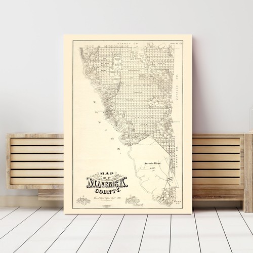 Old Map of Maverick County, TX 1893 - Vintage Texas Art | eBay