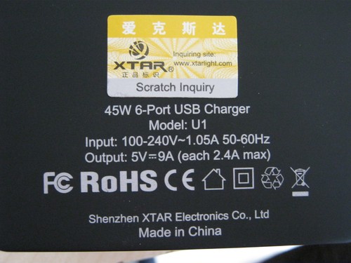 XTAR U1 Six-u USB Charger Hub 6 Ports Independent Channels of 2 4a Top ...