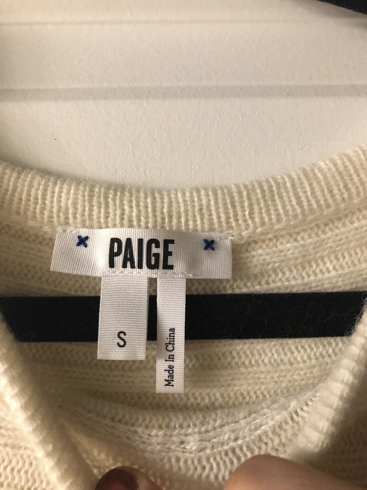 Net A Porter Paige Denim Lamb Wool CashmereSilver Chain Beige Sweater ...