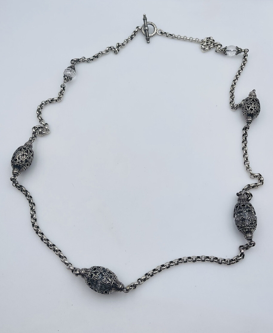 Konstantino Sterling Silver Clear Topaz Station Chain Long Toggle ...