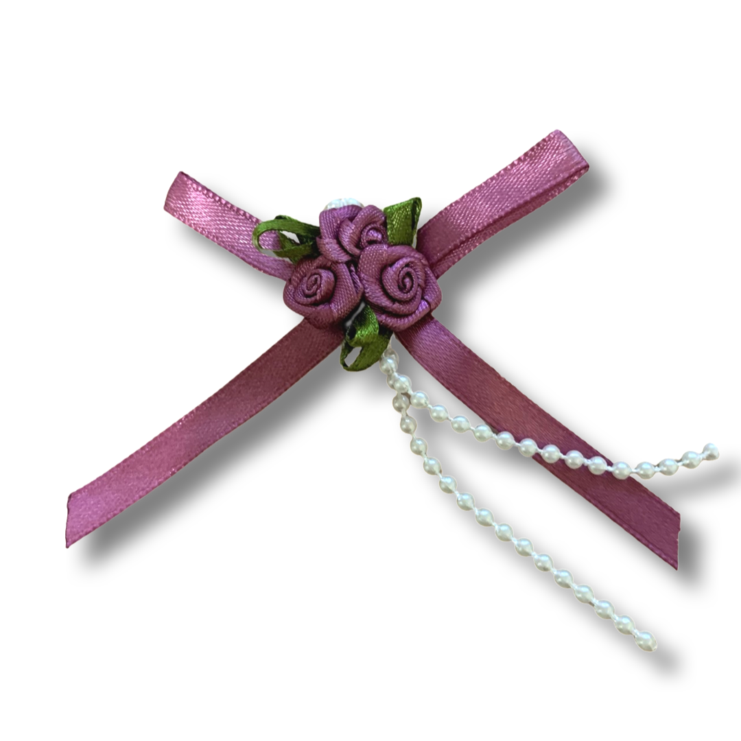 Triple Trio Roses , Cluster ,Satin Ribbon Bows With Pearls 5 pack, many ...