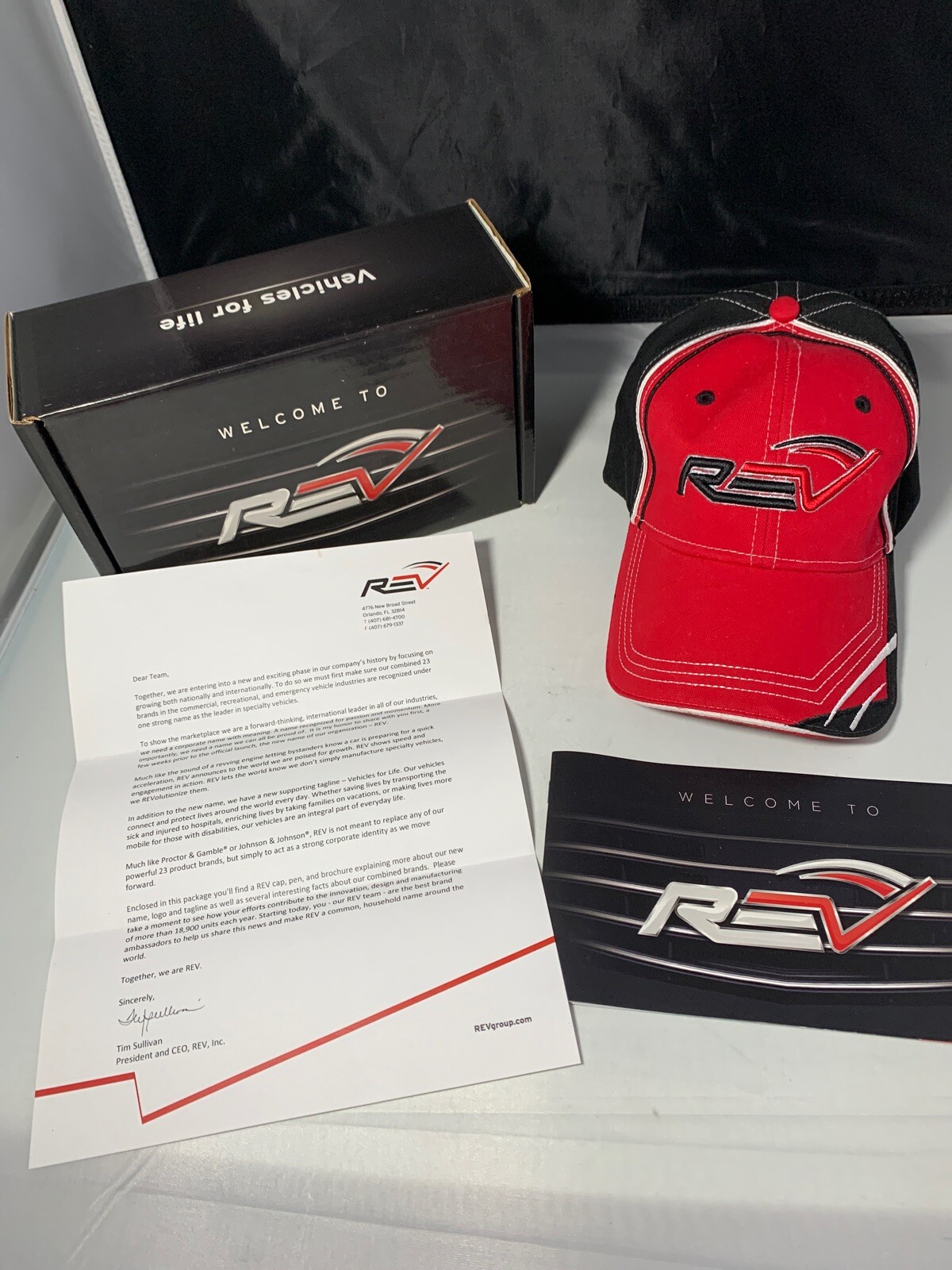 REV Vehicles for Life Employee-Adjustable Baseball Cap Red/Black/White ...