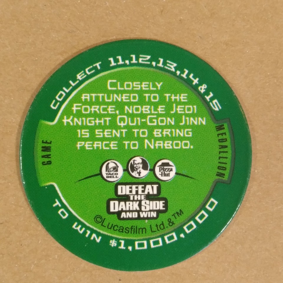 Vintage Star Wars Game Pog Episode 1 Defeat the Dark Side #12 QUI-GON | eBay