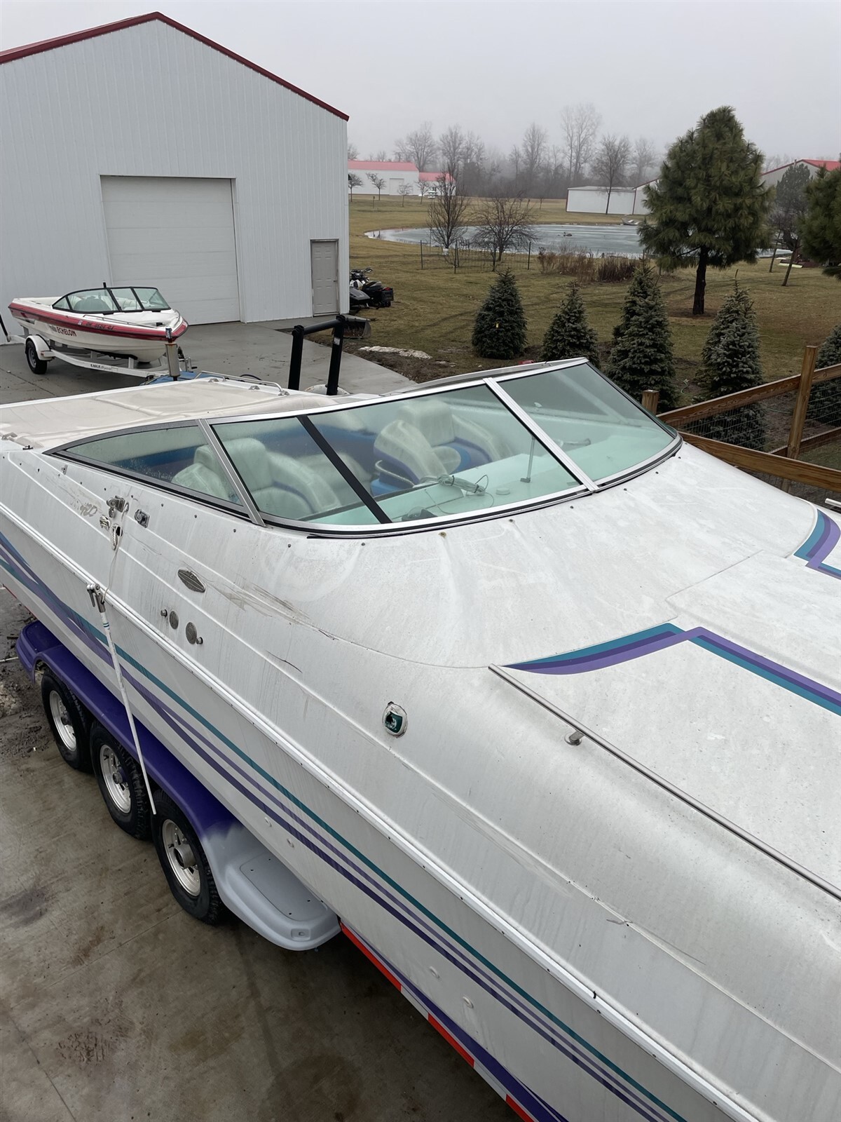 95 Baja 420 Boat curved glass windshield wind shield right left center ...