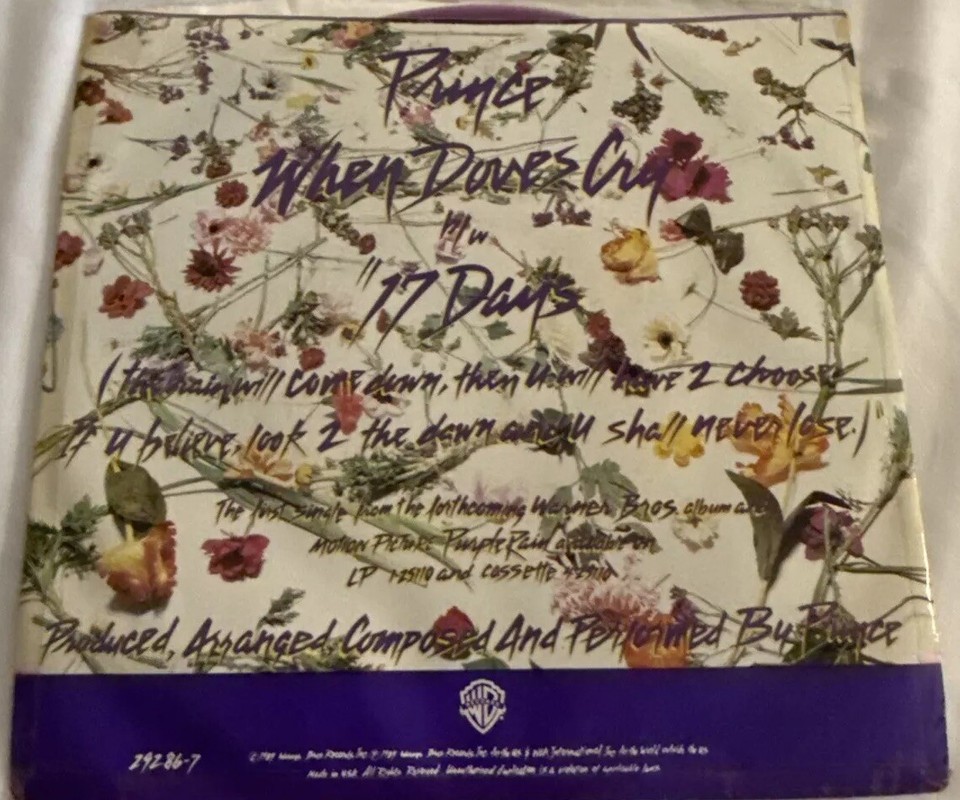 PRINCE When Doves Cry PROMO 7" 45 SINGLE Purple Vinyl. | eBay