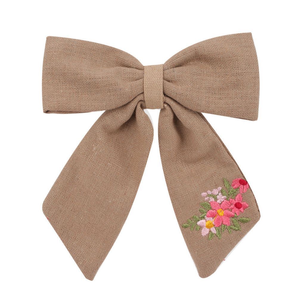 Spring Summer Cotton Linen Cute Embroidery Barrette Hair Clips Hair ...