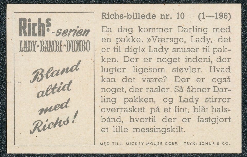 1956 RICH'S COFFEE WALT DISNEY LADY BAMBI DUMBO DUTCH TRADING CARD #10 ...