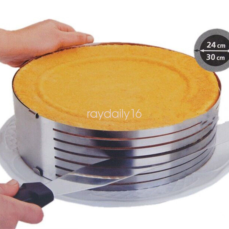 Adjustable Stainless Steel Mousse Cake Round Ring Mold Layer Slicer ...